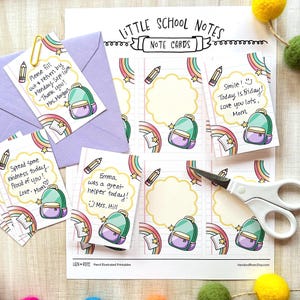 Printable School Note Cards, Note To/from the Teacher, Affirmations ...