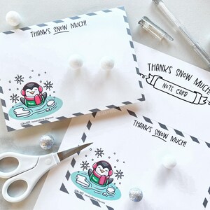 Thanks Snow Much Penguin Note Card PDF, Printable 5x7 Thank You ...
