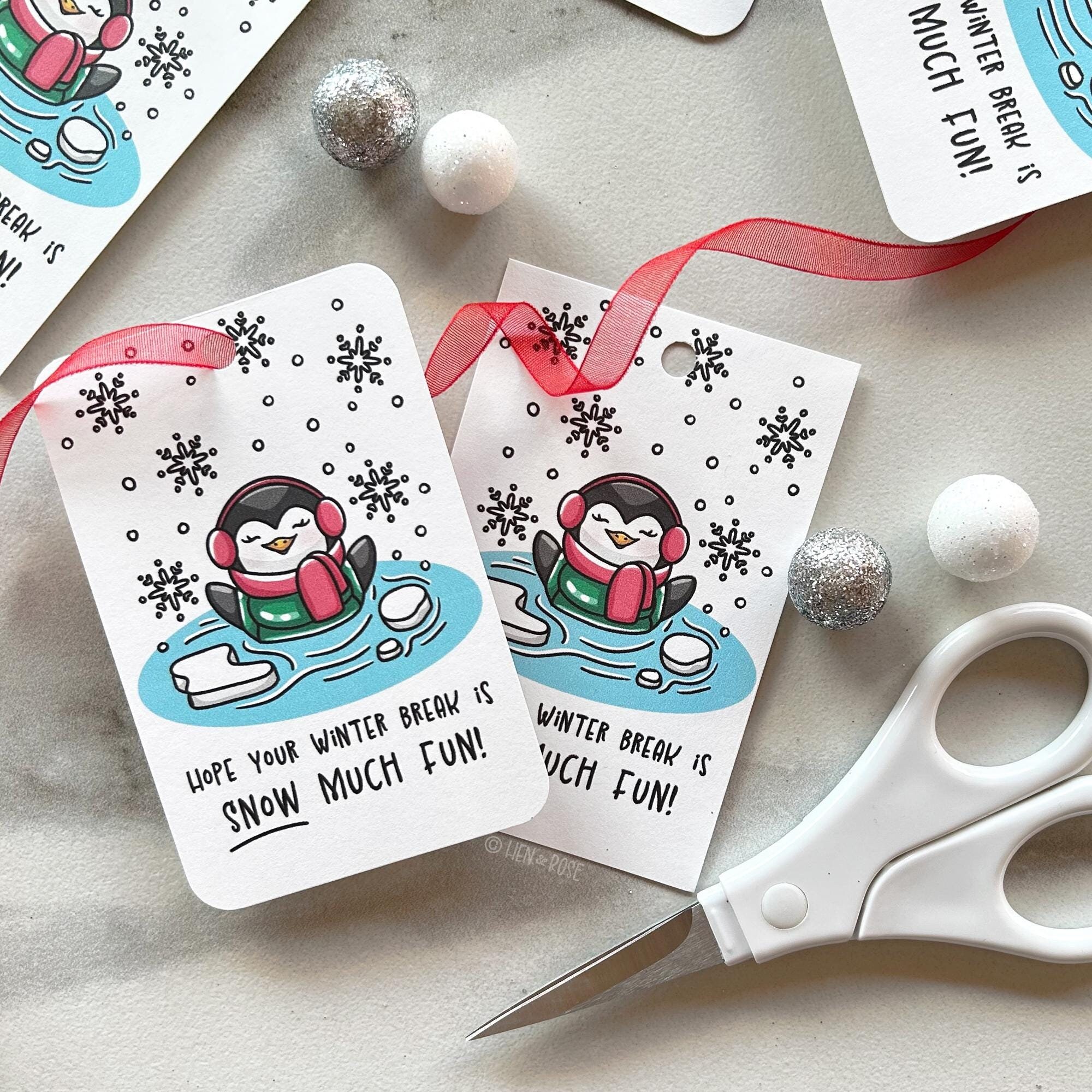 Snow Much Fun Penguin Tag, School Winter Break Printable Card for ...