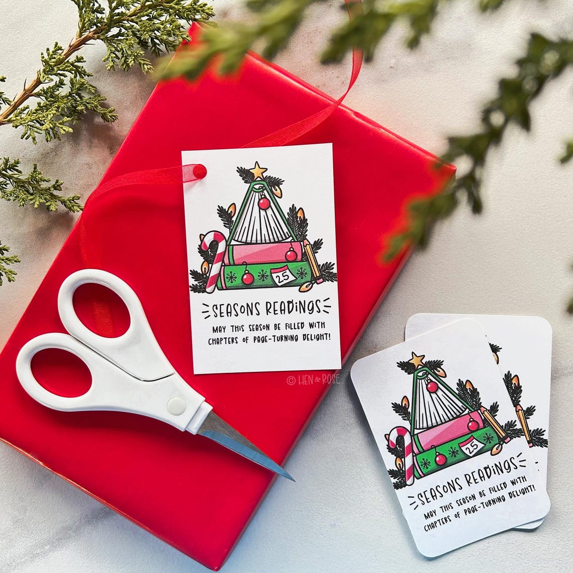 Seasons Readings Gift Tag Printable, Christmas Card for Book Lover to ...