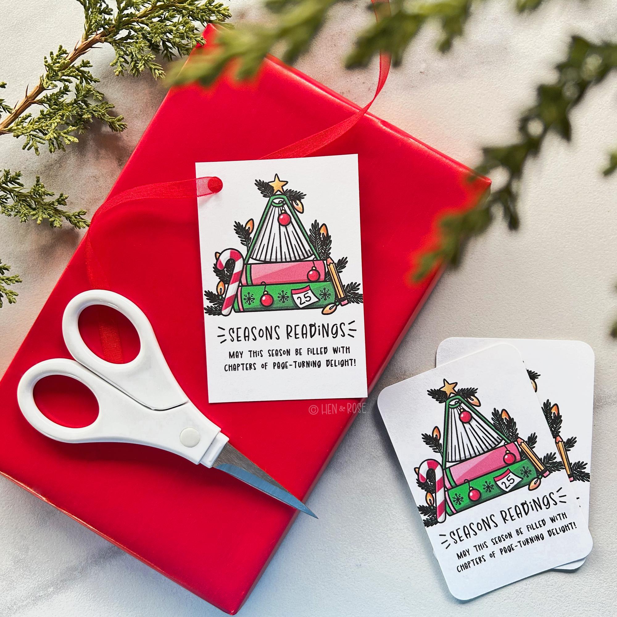 Seasons Readings Gift Tag Printable, Christmas Card for Book Lover to ...