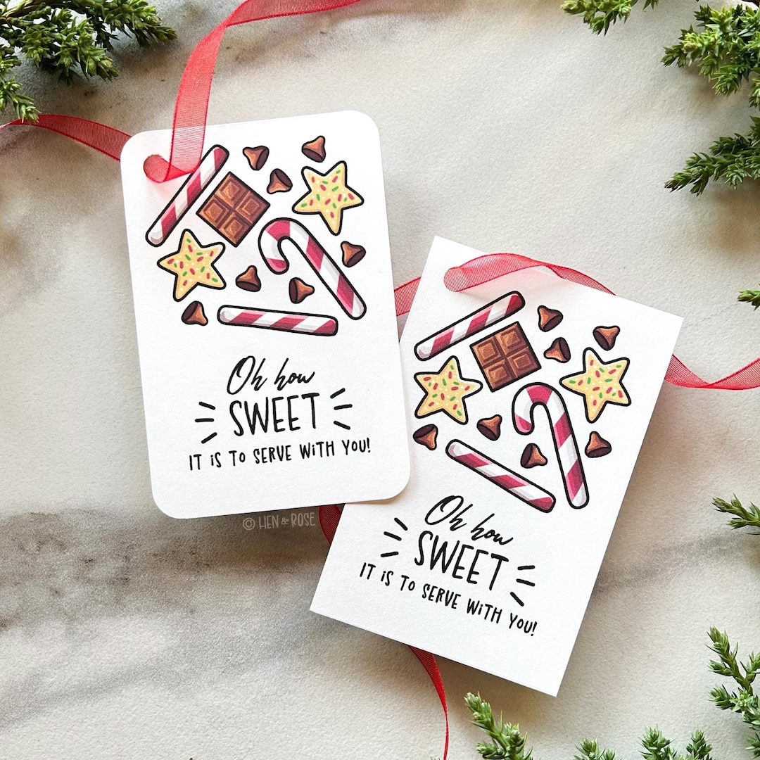 Volunteer Holiday Gift Tag, Candy Treats Printable Card, Nonprofit ...