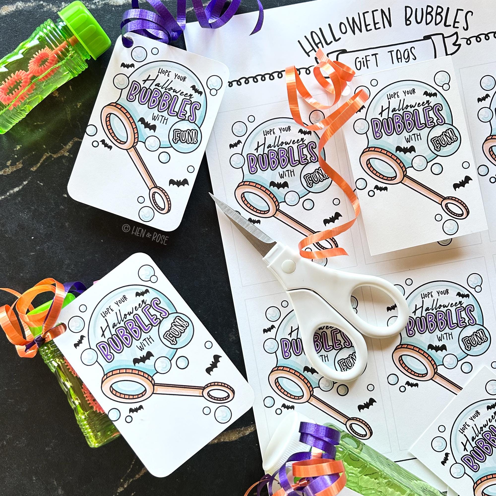 Bubbles of Fun Halloween Tag Download, Fall Trick or Treat Bat Card ...