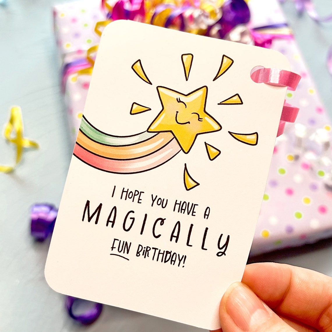 Printable Birthday Gift Tags, Pastel Rainbow Shooting Star Card ...