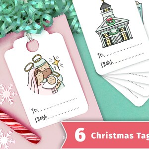 6 Christian Gift Tags, Traditional Christmas Holiday Season, Instant ...