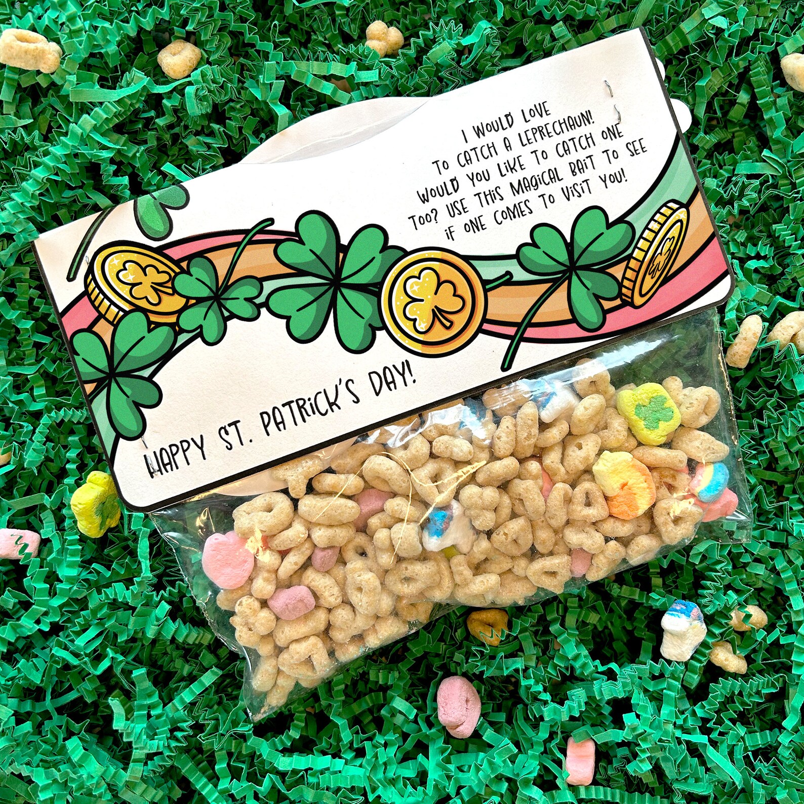 Leprechaun Bait Printable for Kids, St. Patricks Day Folding Tag for ...