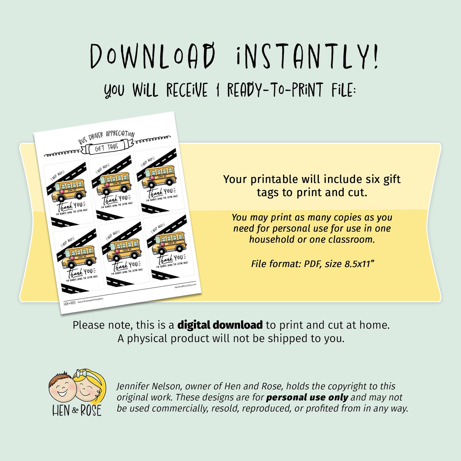 Bus Driver Appreciation Gift Tags, Thank You Card From Bus Rider ...