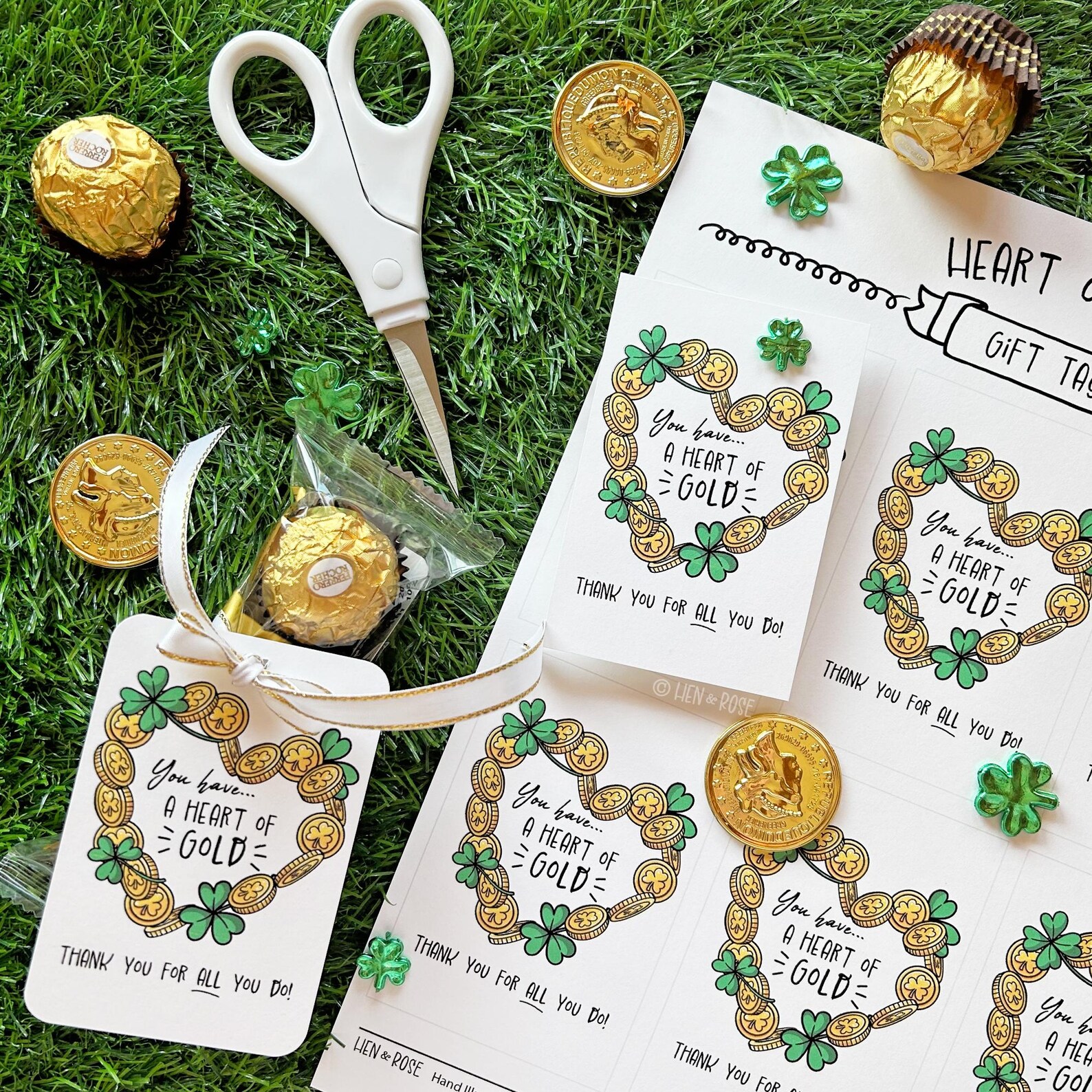Cute St. Patricks Day Card Printable, Heart of Gold Gift Tag, Teacher ...