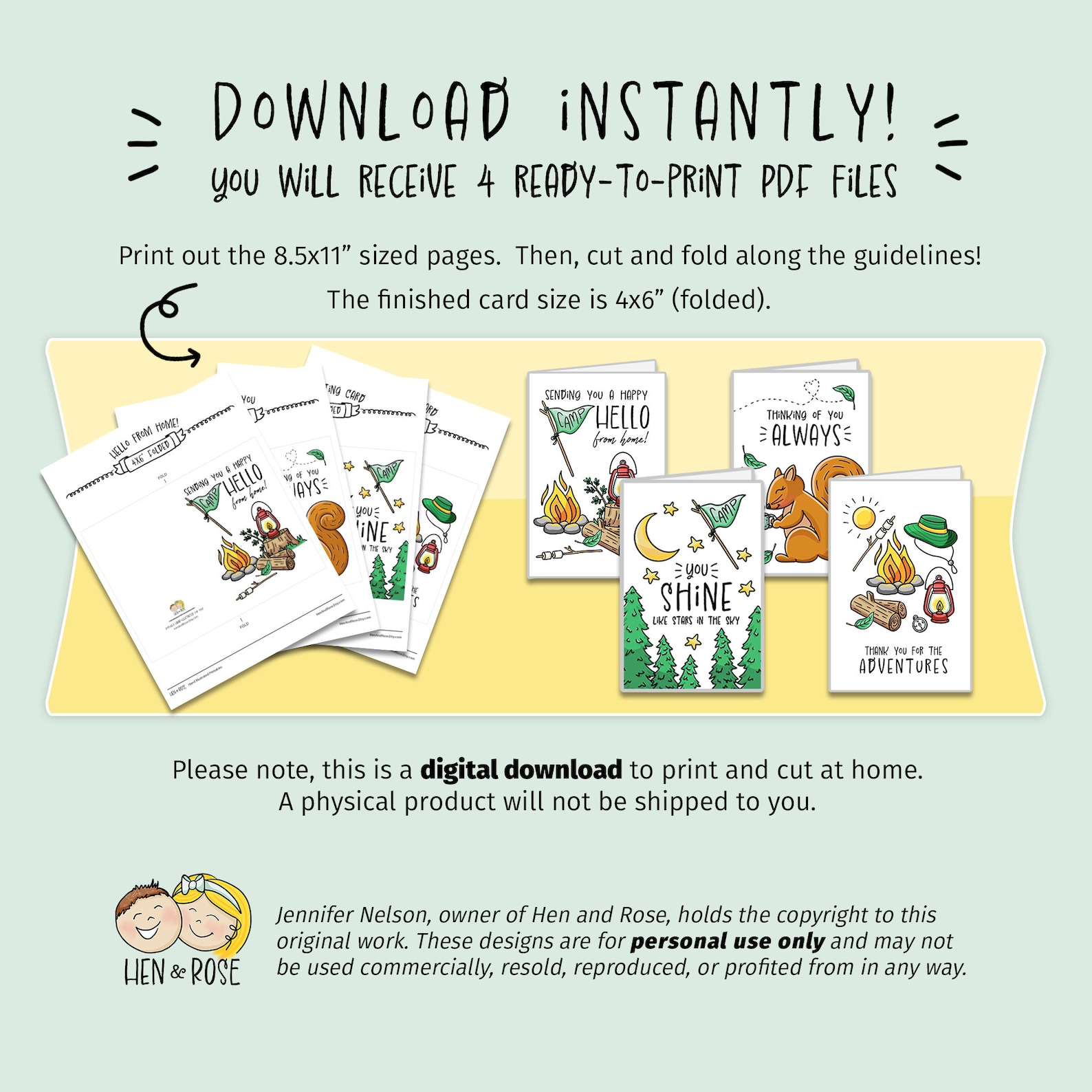Camp Card Bundle Set Printable, Letters to Kids at Camp, Hello From ...