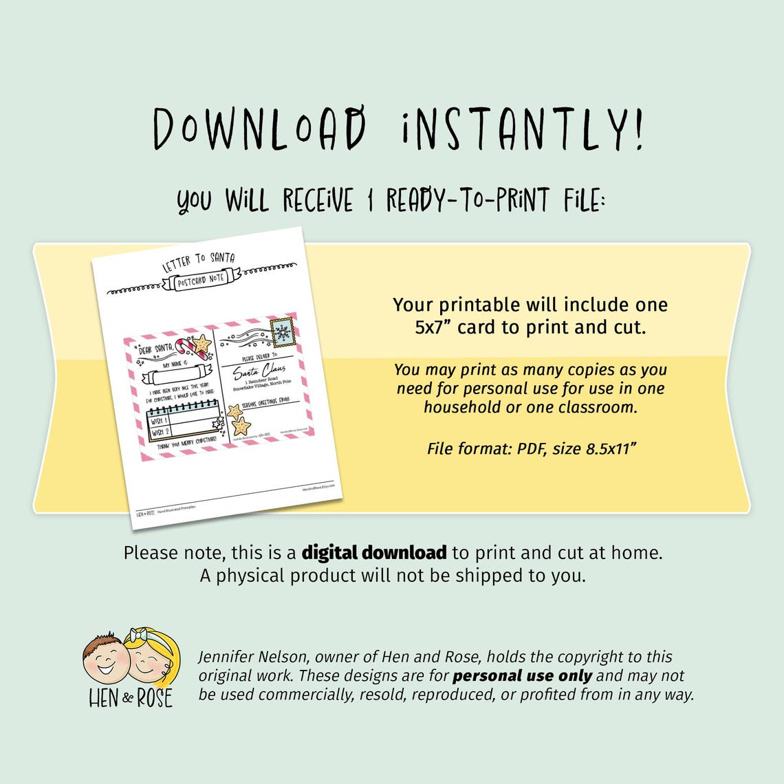 Letter to Santa Postcard Printable, Christmas Activity for Kids, Fill ...