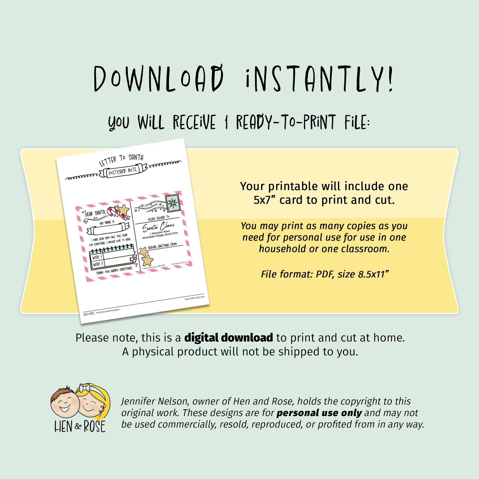 Letter to Santa Postcard Printable, Christmas Activity for Kids, Fill ...