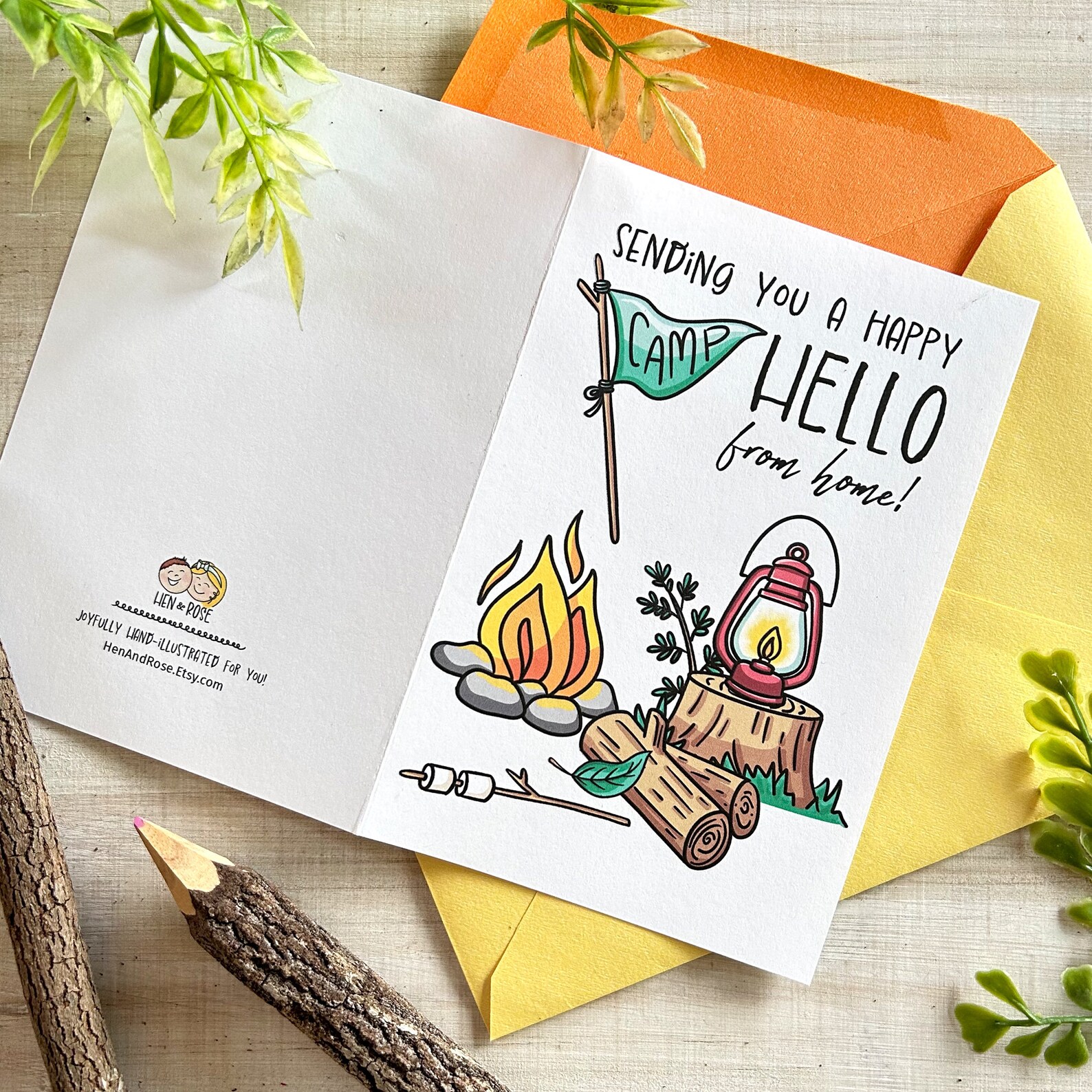 Thinking of You Camp Card Printable, Sleep Away Kids Camp Mail, Hello ...