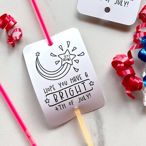 Fourth of July Glow Stick Holder, Printable Light up Necklace Gift Tag ...
