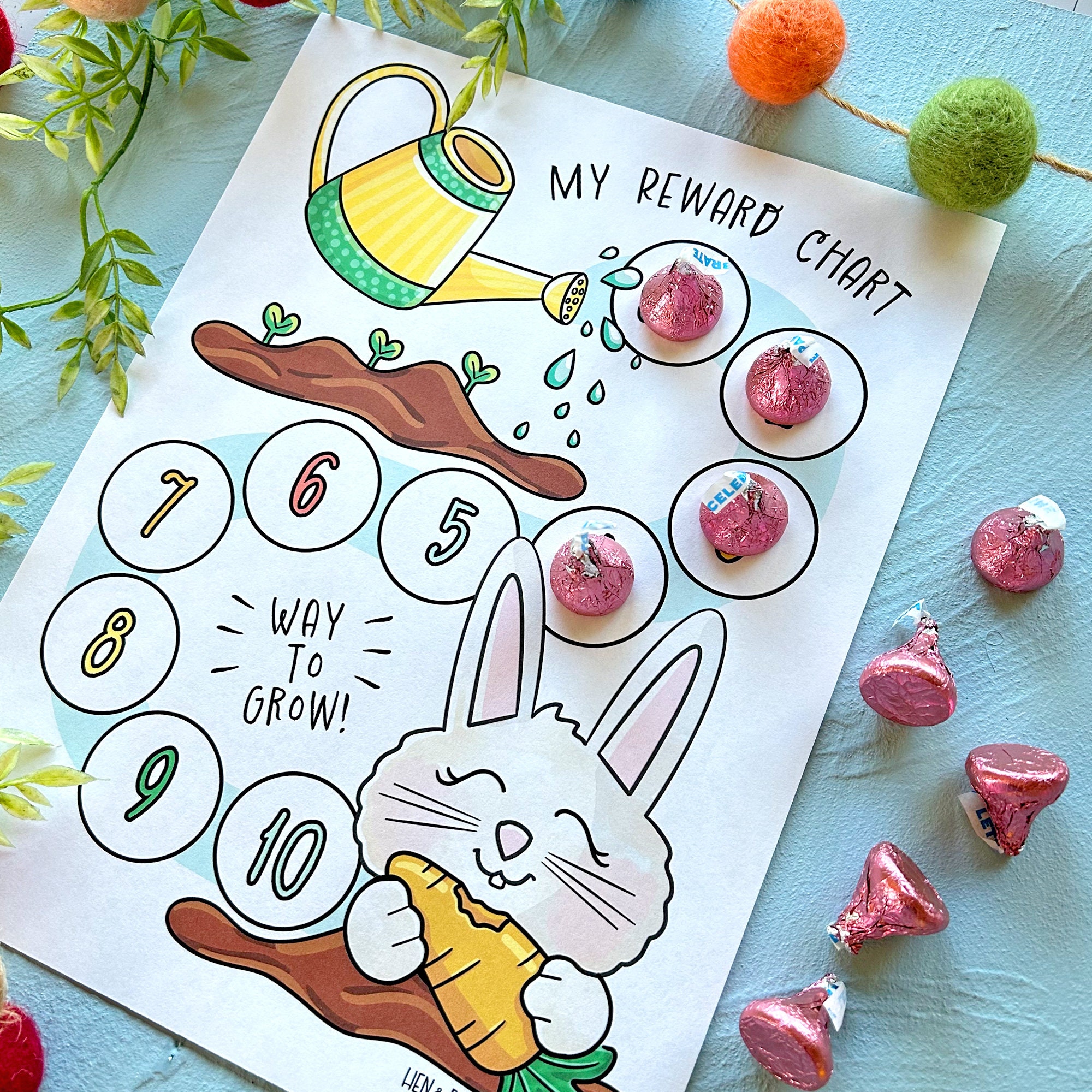 Kids Reward Chart Kit, Play Money Bucks Coupon, Garden Bunny Veggie ...