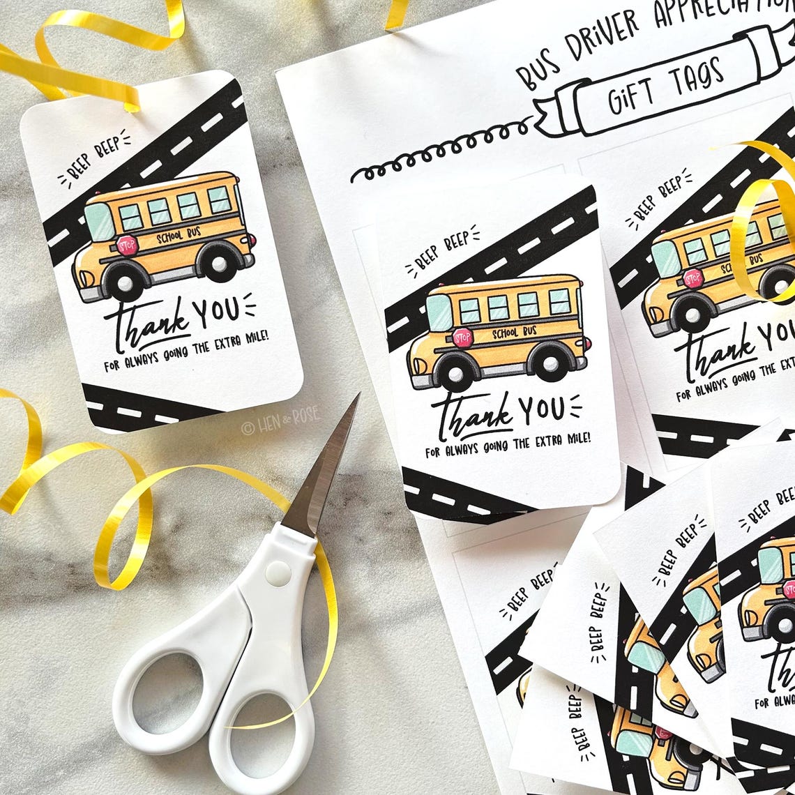 Bus Driver Appreciation Gift Tags, Thank You Card From Bus Rider ...