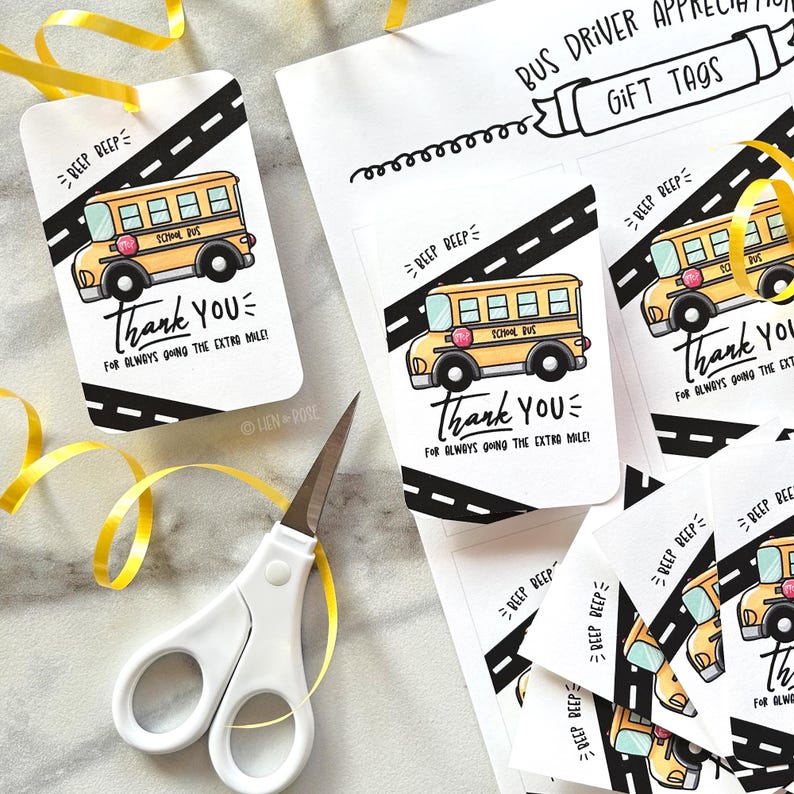 Bus Driver Appreciation Gift Tags, Thank You Card From Bus Rider ...
