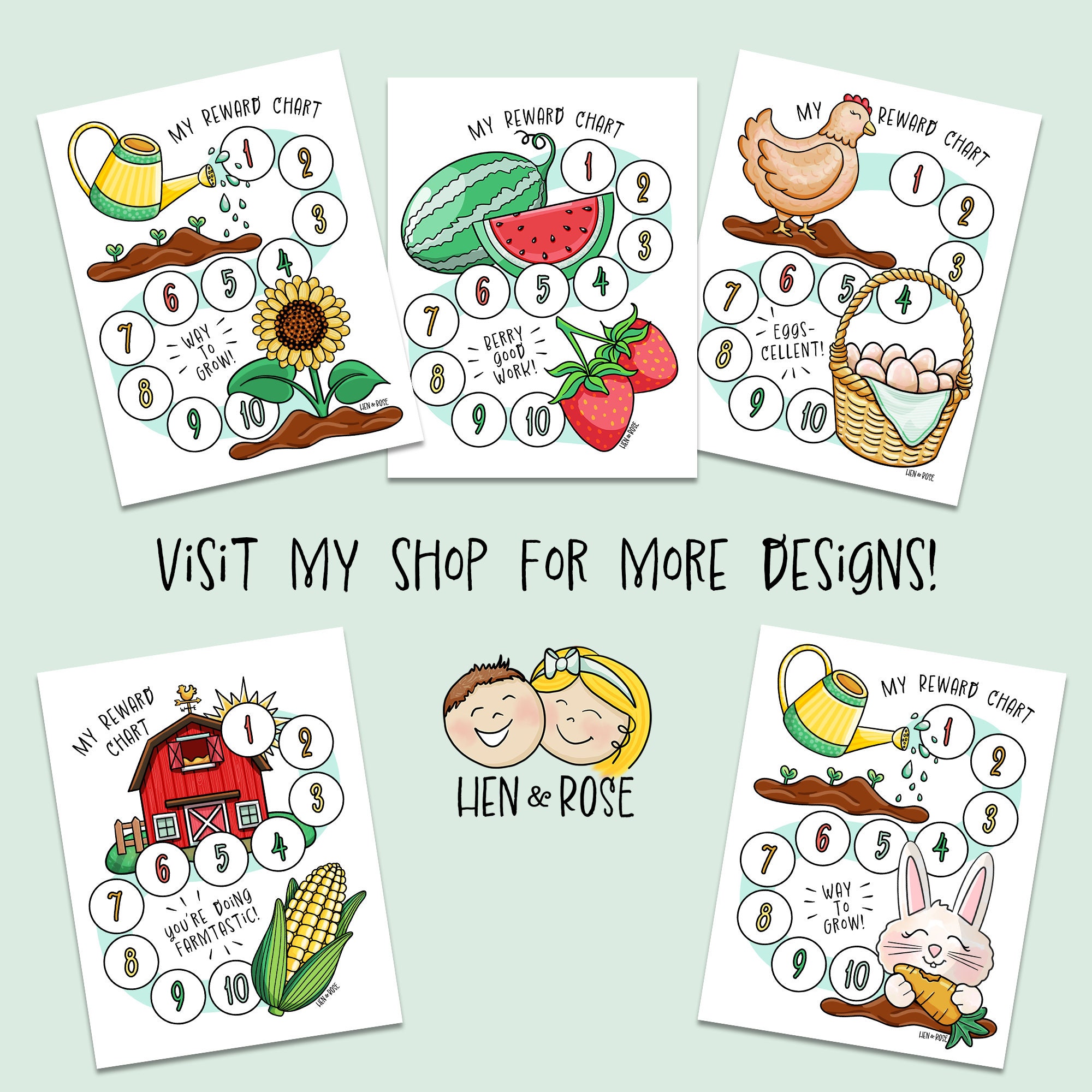 Kids Reward Chart Kit, Play Money Bucks Coupon, Garden Bunny Veggie ...