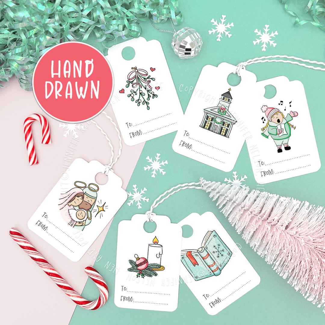 6 Christian Gift Tags, Traditional Christmas Holiday Season, Instant ...