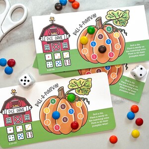 Roll A Pumpkin Dice Game Printable, Kid Thanksgiving Table Party Game ...