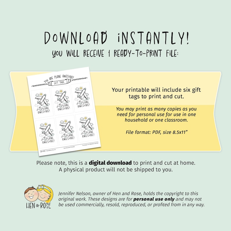 You Are Plane Awesome Printable Gift Tag, Airplane Birthday Party Favor ...