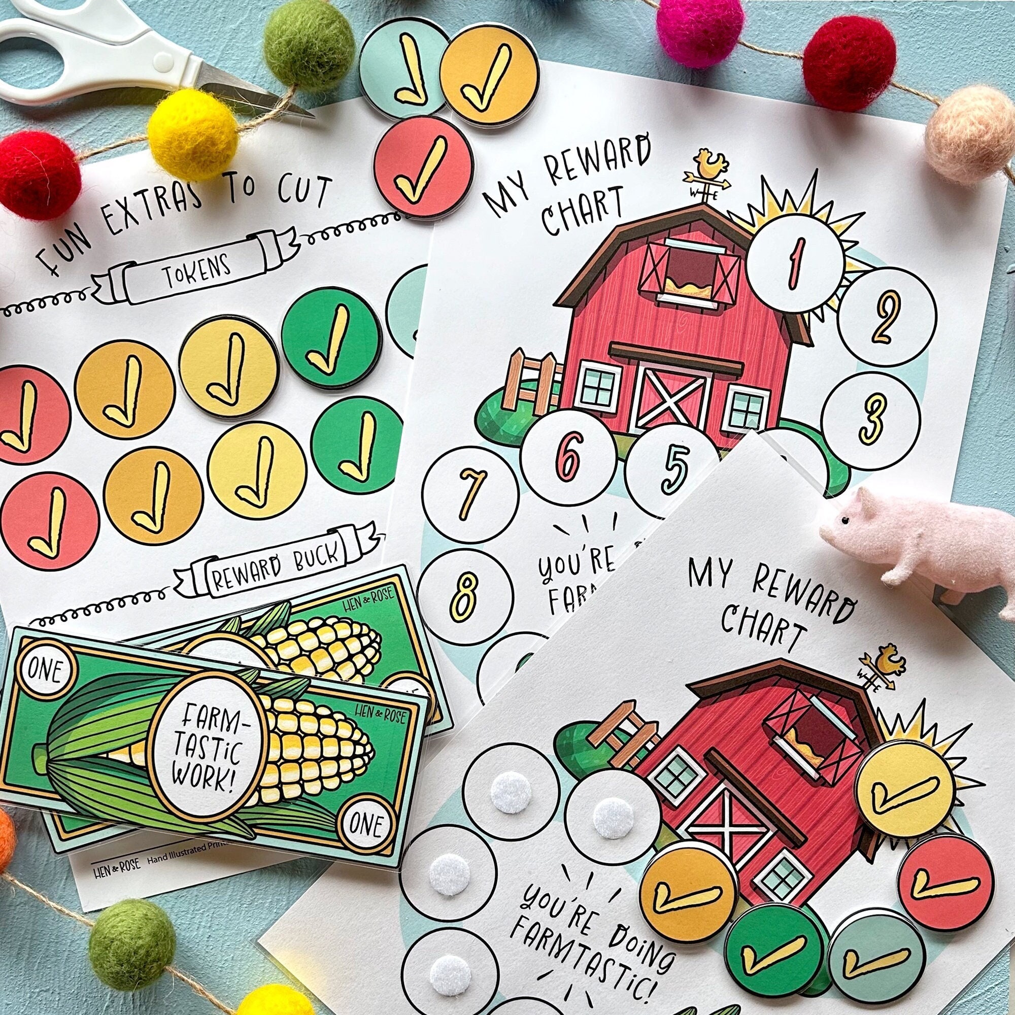 Kids Reward Chart Kit, Play Money Bucks Coupon Tokens, Homestead Farm ...