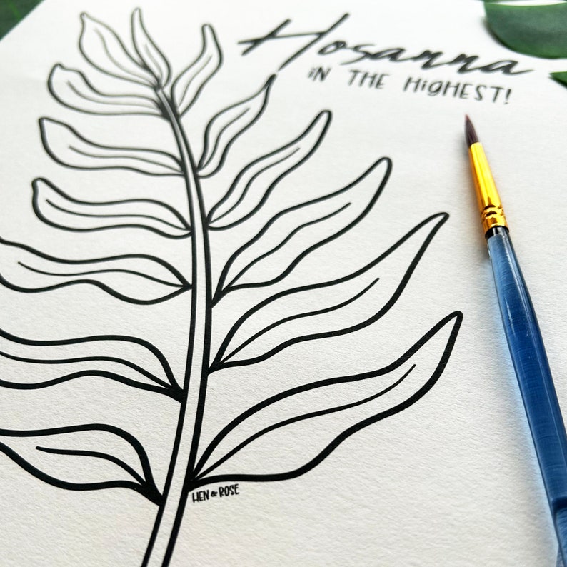 Palm Sunday Coloring Page, Hosanna in the Highest Art Print, Christian ...