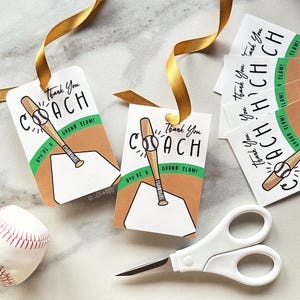 Baseball Thank You Coach Gift Tag, End of Season Printable Card, You're ...