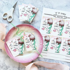 Sip Sip Hooray Valentines Day Card Printable, Silly Straw Gift Tag, Kid ...