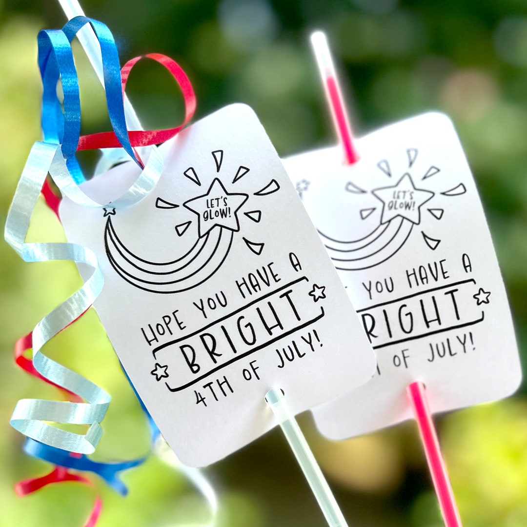 Fourth of July Glow Stick Holder, Printable Light up Necklace Gift Tag ...