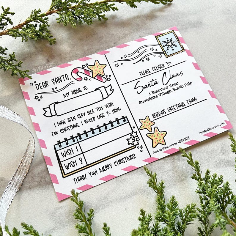 Letter to Santa Postcard Printable, Christmas Activity for Kids, Fill ...