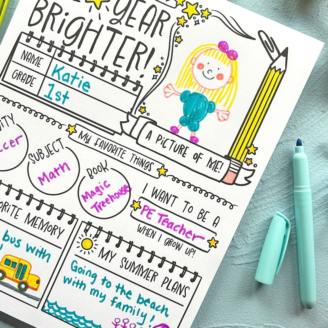 Year in Review End of School Year Worksheet, Memory Book Coloring Page ...