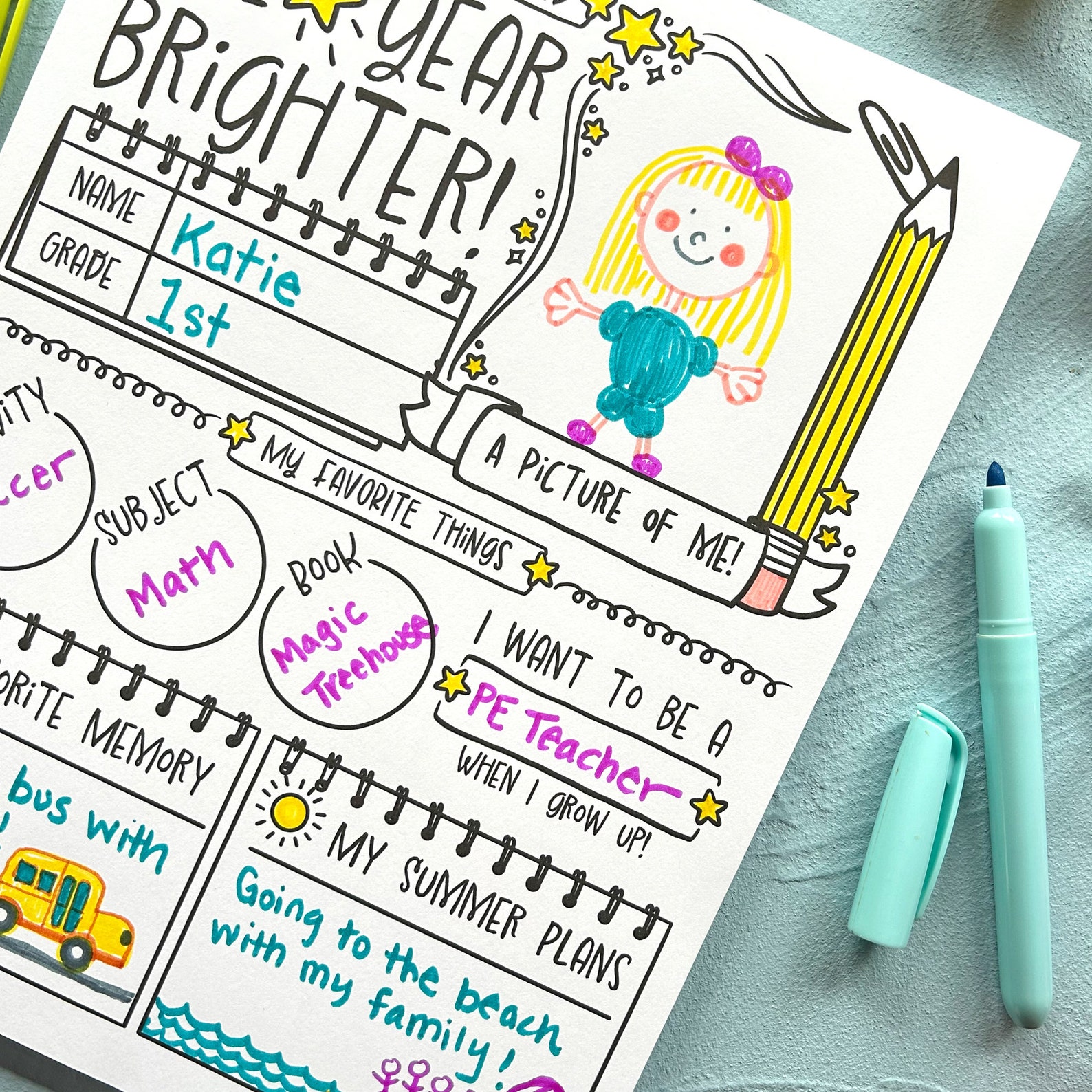 Year in Review End of School Year Worksheet, Memory Book Coloring Page ...