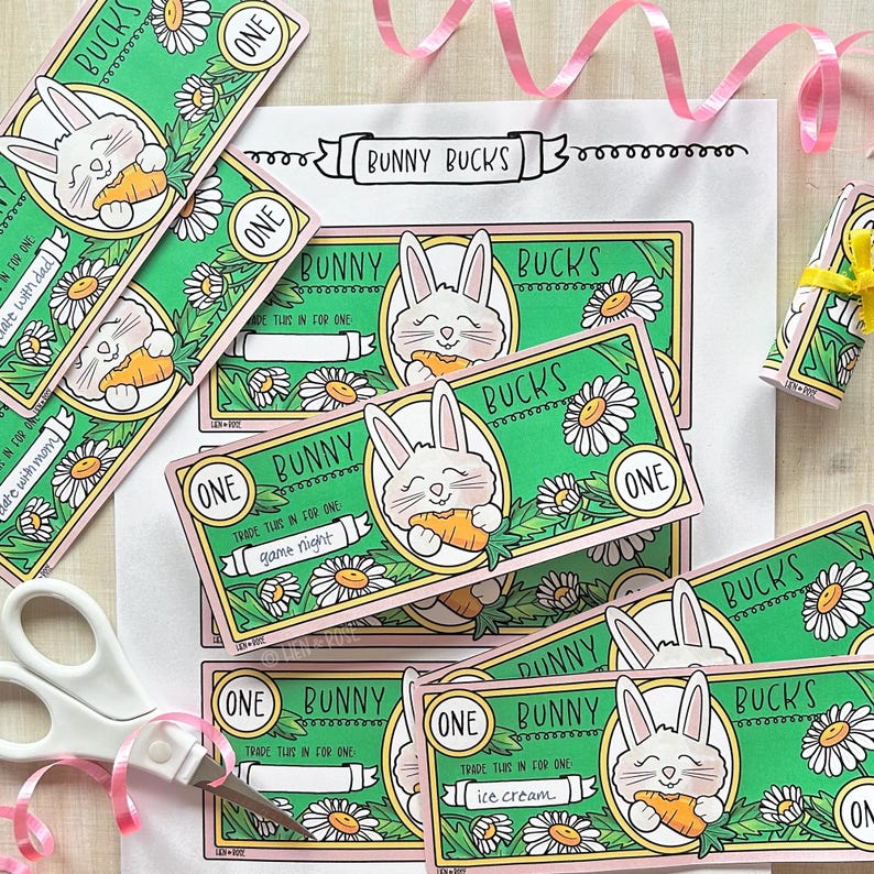 Write-in Easter Bunny Bucks, Printable Easter Gift for Kids, Cute ...