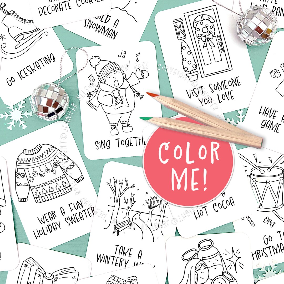 56 Advent Activities, Printable Christmas Coloring Holiday Countdown ...
