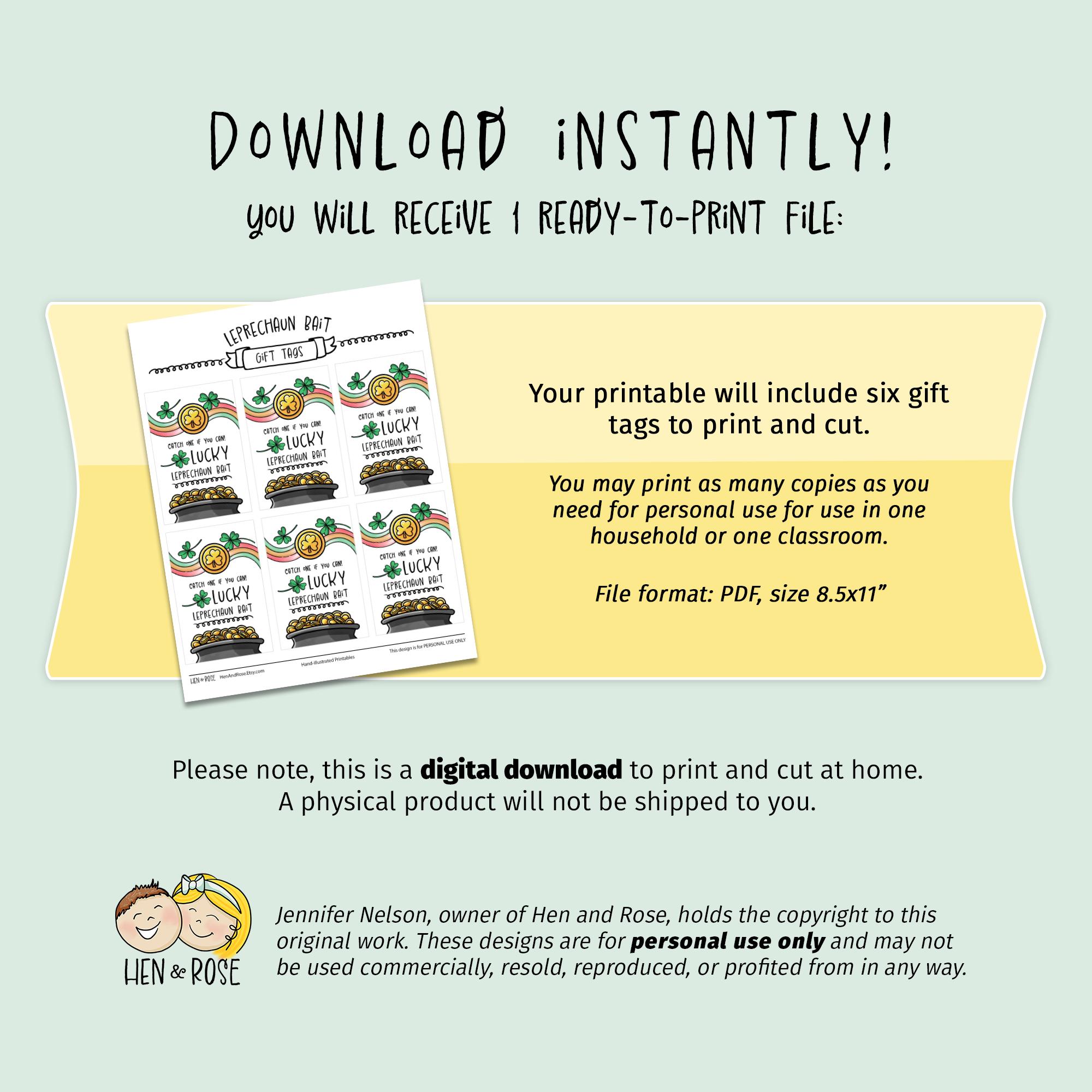 Cute Leprechaun Bait Gift Tag Printable, St. Patricks Day Card for Kids ...