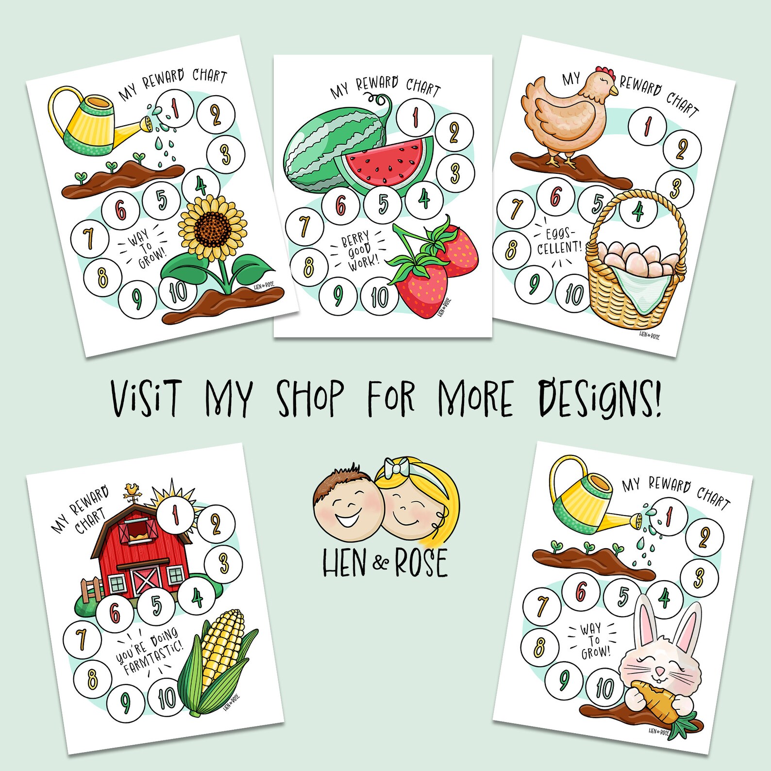 Kids Reward Chart Kit Healthy Foods Reward Bucks Coupon 10 Tokens ...