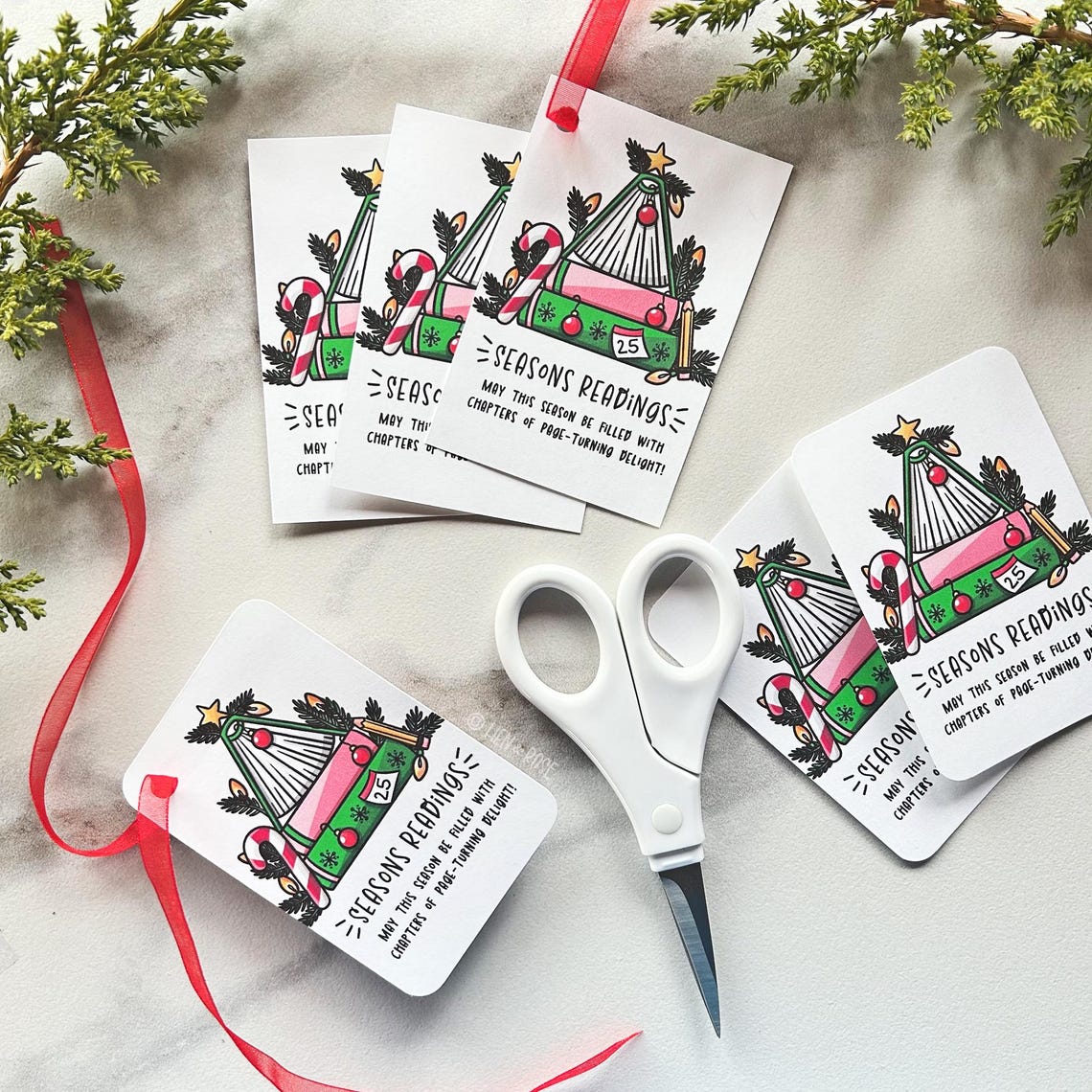 Seasons Readings Gift Tag Printable, Christmas Card for Book Lover to ...