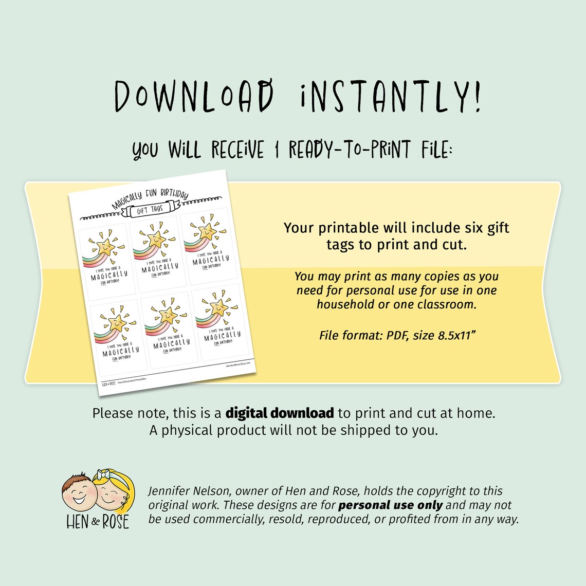 Printable Birthday Gift Tags, Pastel Rainbow Shooting Star Card ...