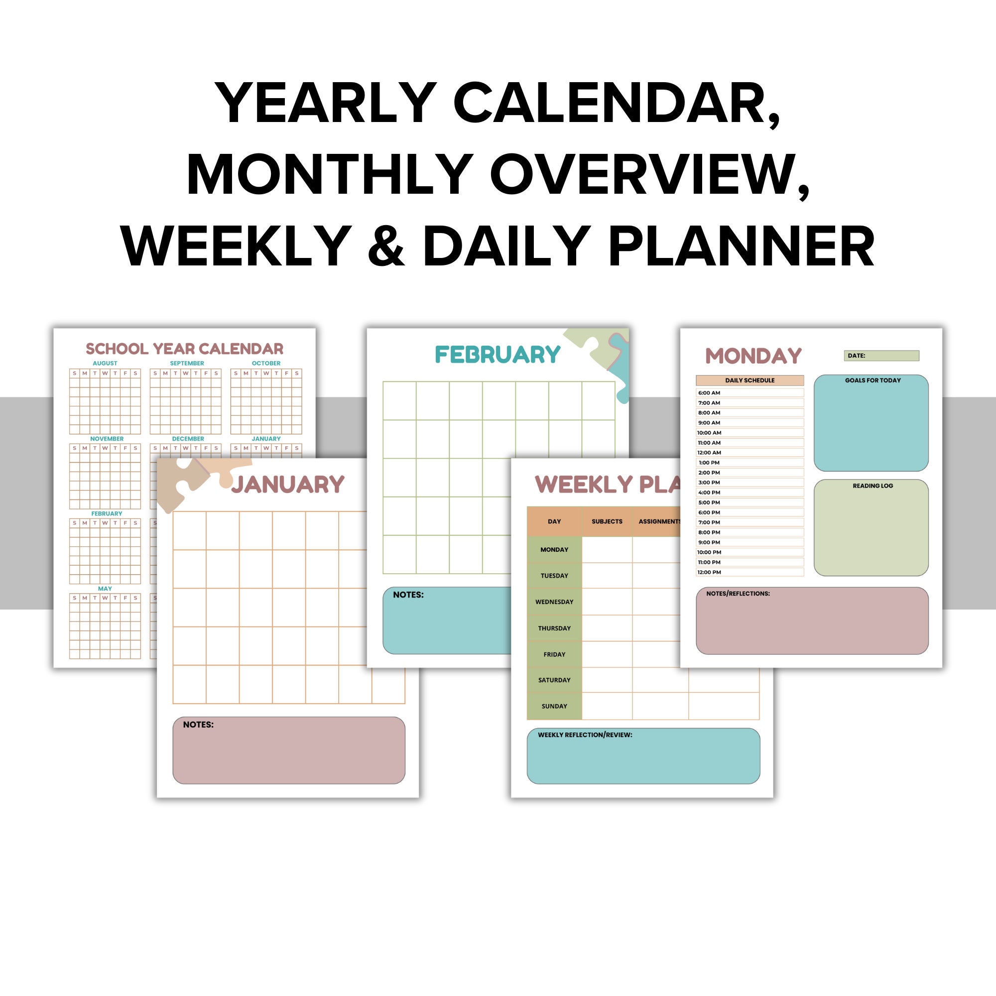 Kids Homeschool Planner 2025 Printable, Homeschool Organizer ...