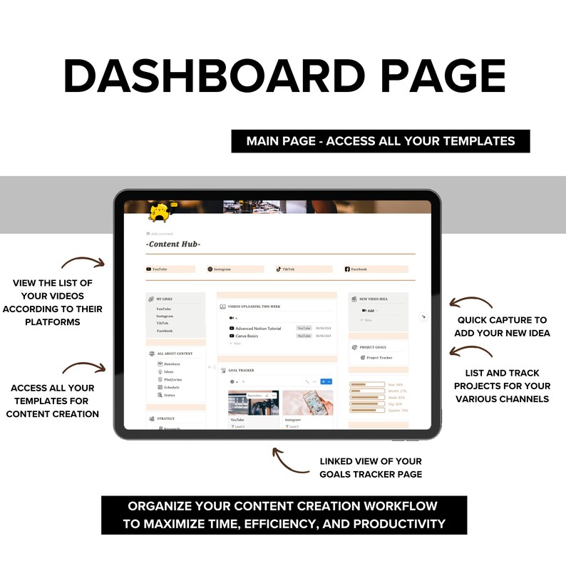 Notion Template for Content Creators Digital Creators Vloggers, Content ...