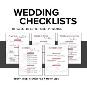 Dusty Rose Printable Wedding Planning Checklist Template, Wedding ...
