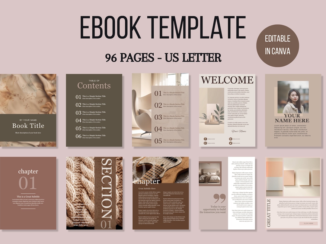 Ebook Template Editable in Canva, Editable Ebook, Aesthetic Ebook ...