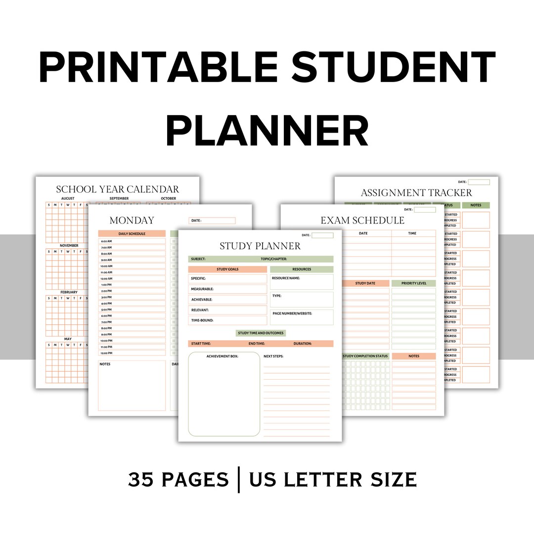 Printable Student Planner, College Planner 2024, Student Agenda ...
