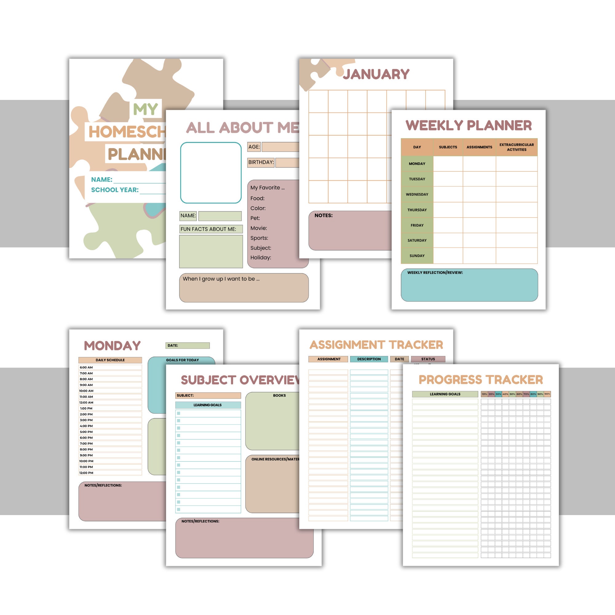 Kids Homeschool Planner 2025 Printable, Homeschool Organizer ...