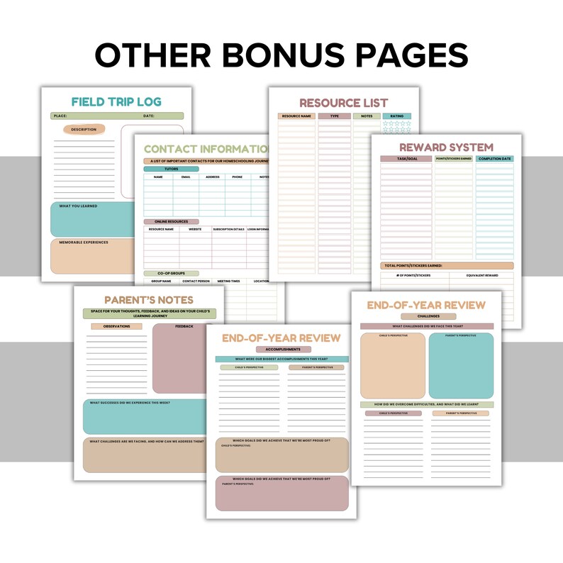 Kids Homeschool Planner 2025 Printable, Homeschool Organizer ...