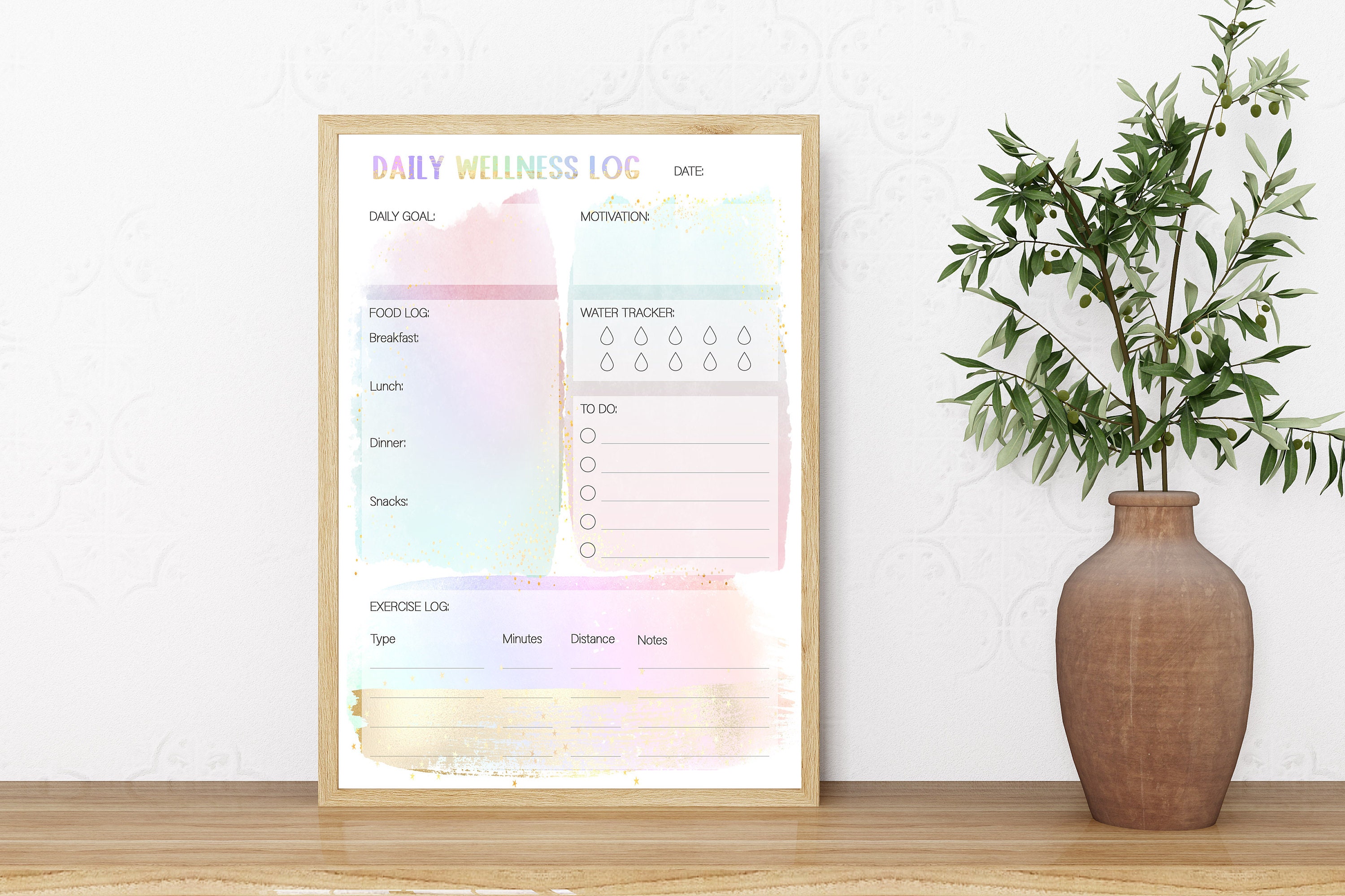 Daily Wellness Tracker Printable, Wellness Log, Exercise Log, Health ...