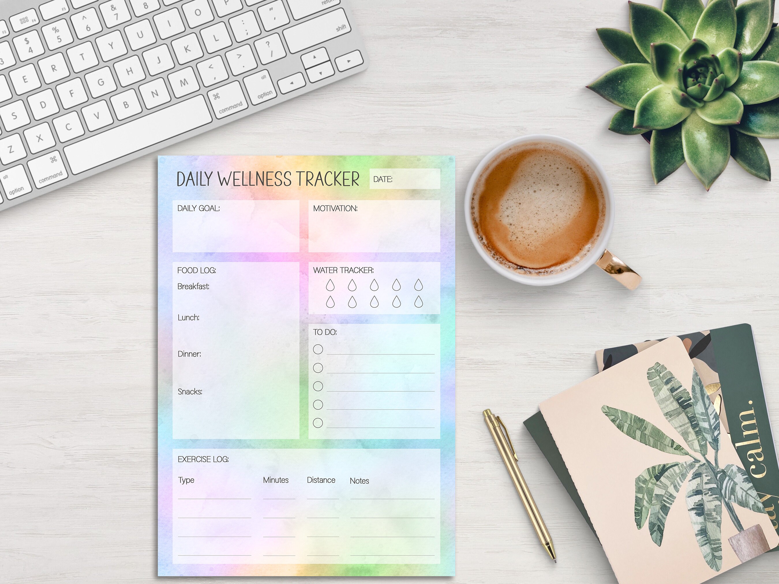 Daily Wellness Tracker Printable, Wellness Log, Exercise Log, Health ...