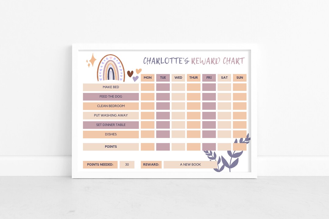 Editable Reward Chart, Boho , Rainbow, Neutral, Chore Chart - Etsy