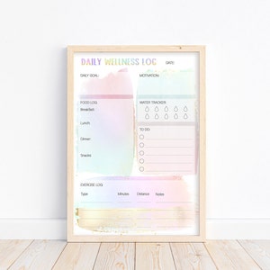 Daily Wellness Tracker Printable, Wellness Log, Exercise Log, Health ...