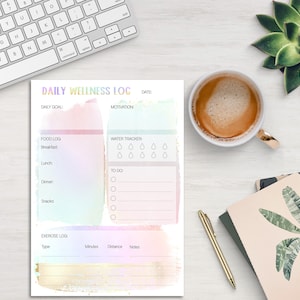 Daily Wellness Tracker Printable, Wellness Log, Exercise Log, Health ...